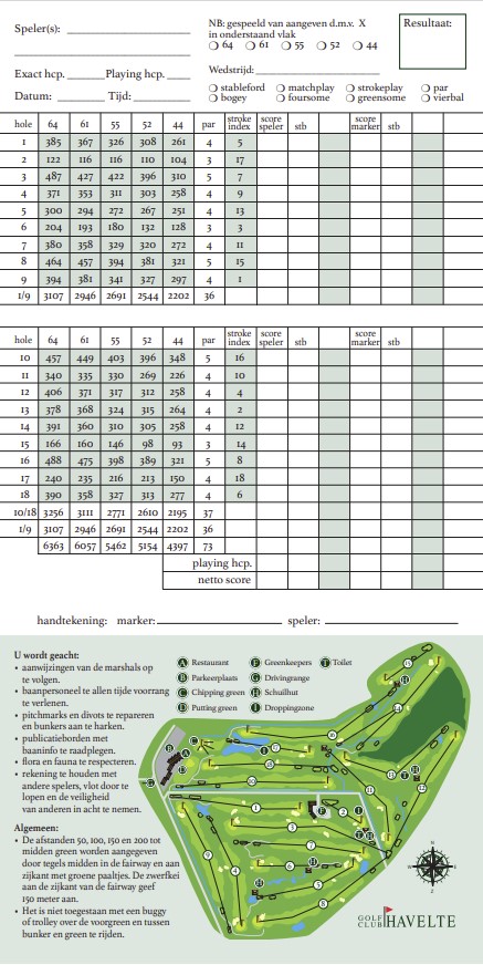Scorekaart – Golf Club Havelte