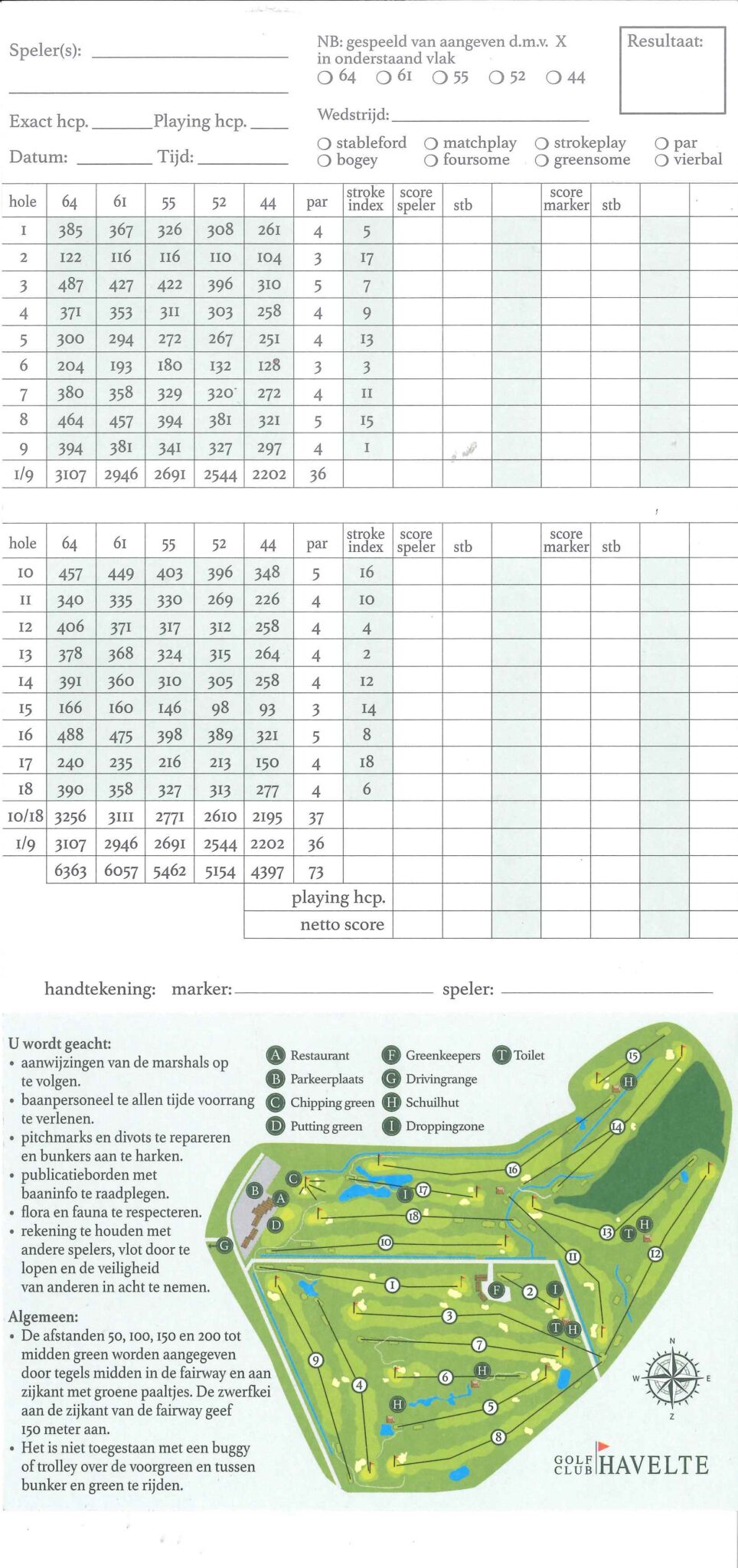Scorekaart – Golf Club Havelte